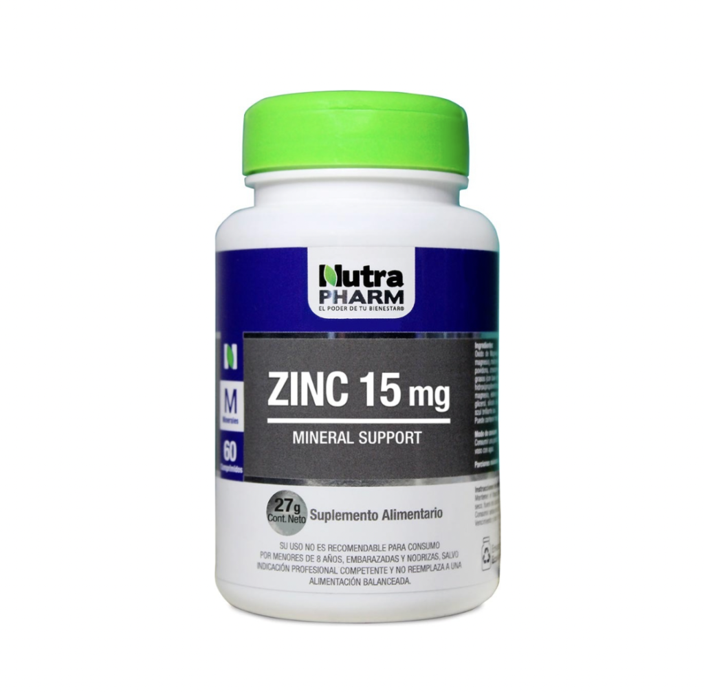 Zinc 15mg. Mineral Support 60 Comprimidos Nutra Pharm – Agro Newen