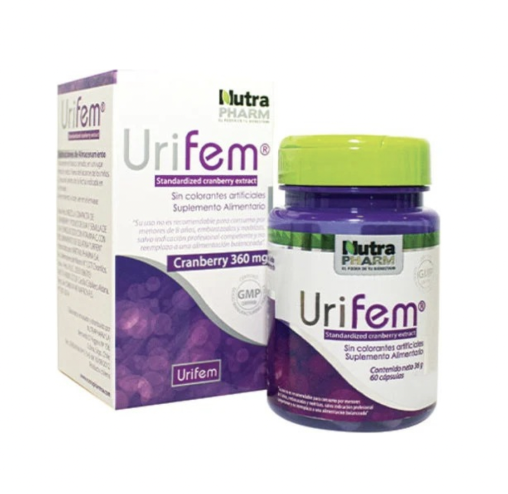 Urifem Cranberry 360mg. 60 Cápsulas Nutra Pharm – Agro Newen